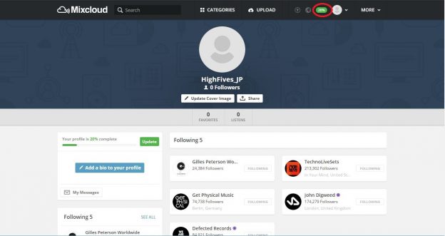Mixcloudアカウント作成方法 | HighFives