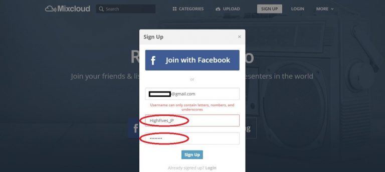 Mixcloudアカウント作成方法 | HighFives